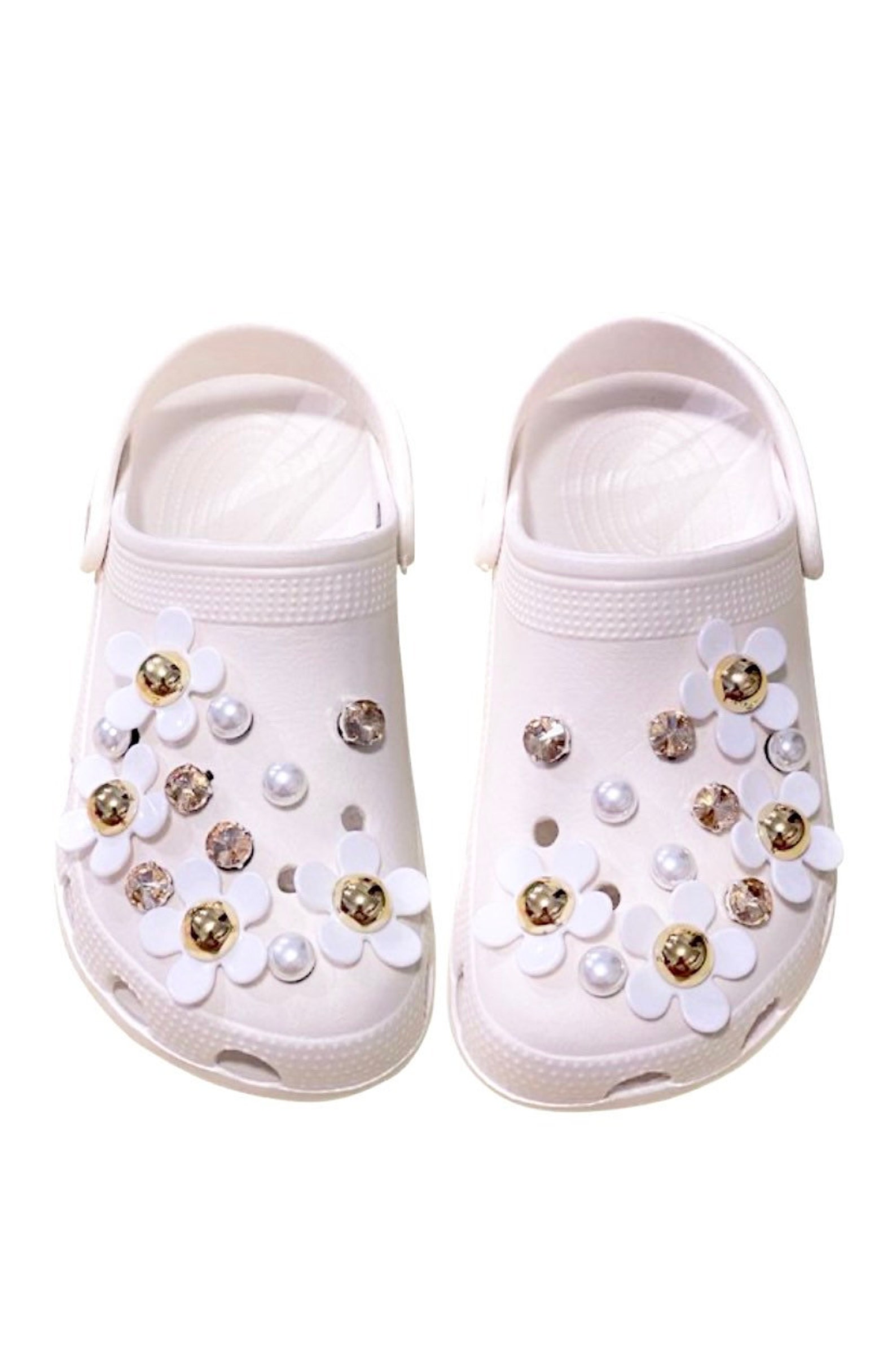 Crocs Charm WHITE Daisy Floral / Pearl / Diamond (12pcs / 24pcs) Shoe ...