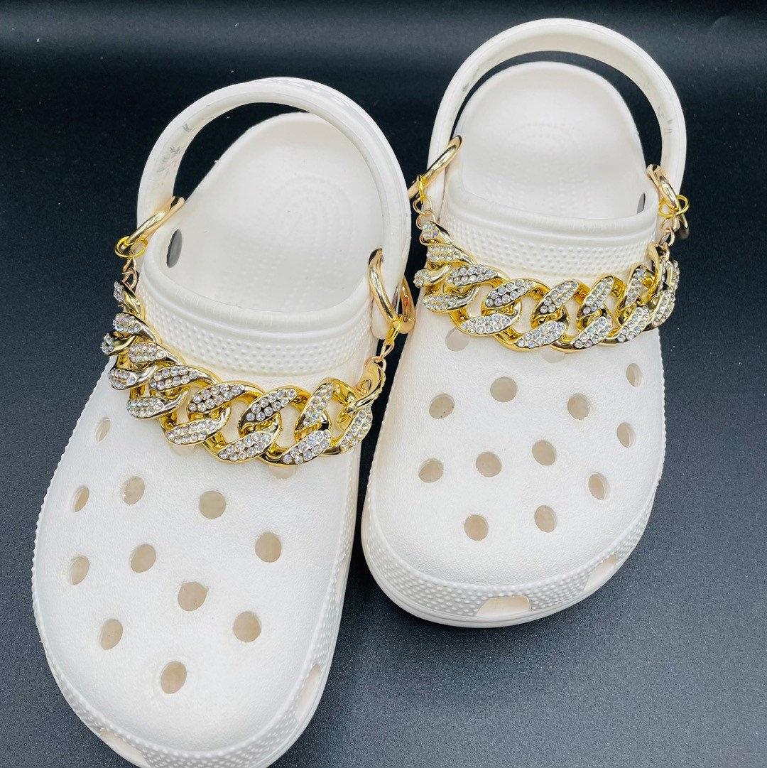 Crocs Bling Gold Rhinestone Chain Charms. Limited Style Chain - Etsy