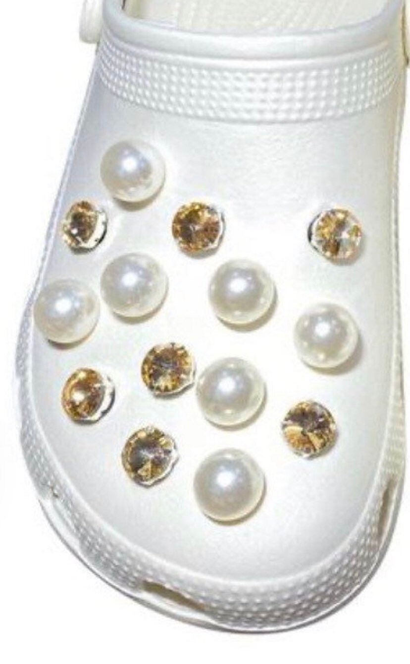 Croc Charms Gold Diamonds and Pearls Set. Charms for Your - Etsy