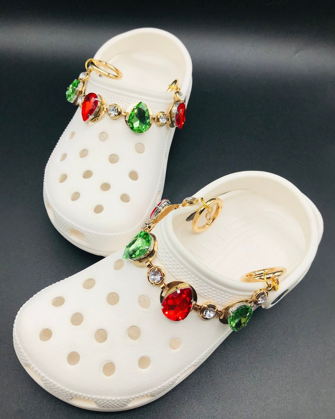 Crocs Chain Charm With Red and Green Luxury Crystal With - Etsy