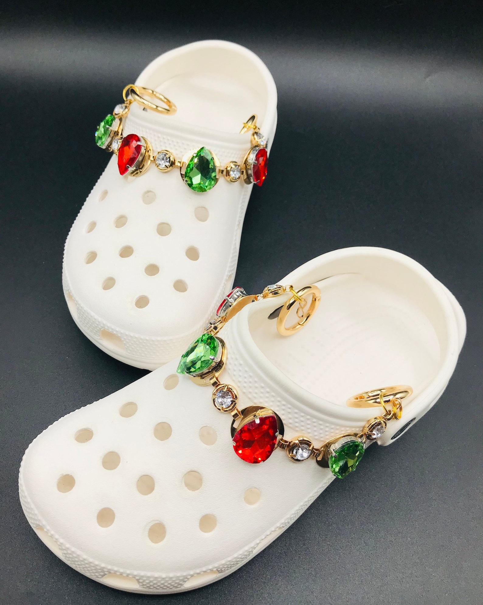 Crocs Chain Charm With Red and Green Luxury Crystal With - Etsy