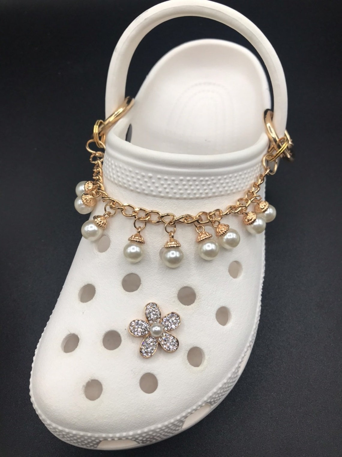 Crocs Chain Charm With Luxury Pearl Gold Chain for Suitable - Etsy