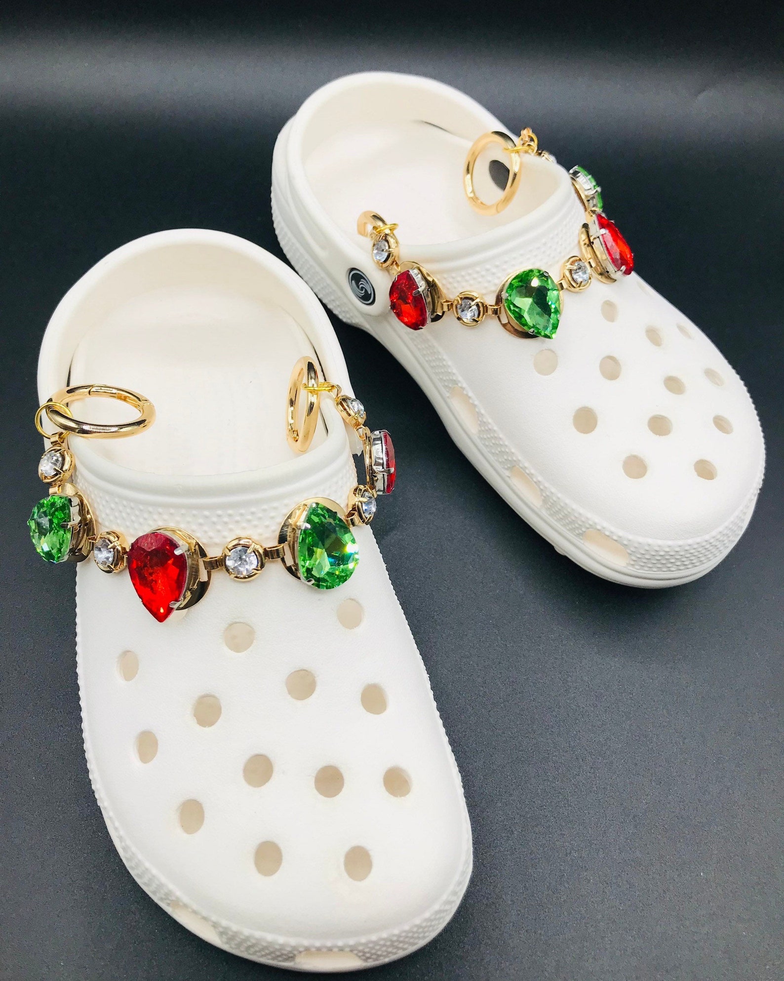 Crocs Chain Charm With Red and Green Luxury Crystal With - Etsy