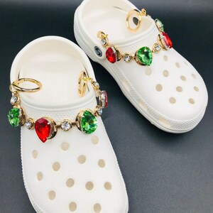 Crocs Chain Charm With Red and Green Luxury Crystal With Rhinestone ...