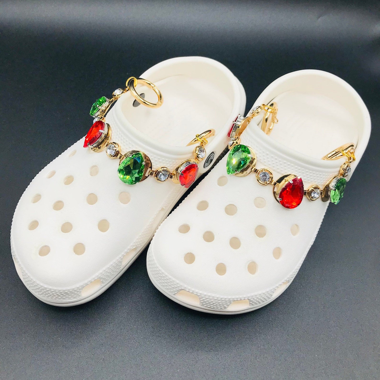 Crocs Chain Charm With Red and Green Luxury Crystal With - Etsy