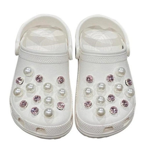 Crocs Charms Crystal Silver Diamonds and Pearls Set. Charms - Etsy