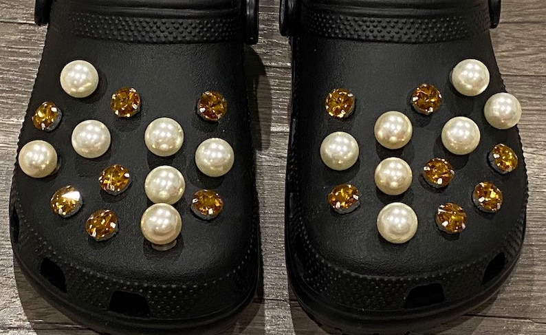 Croc Charms Gold Diamonds and Pearls Set. Charms for Your | Etsy