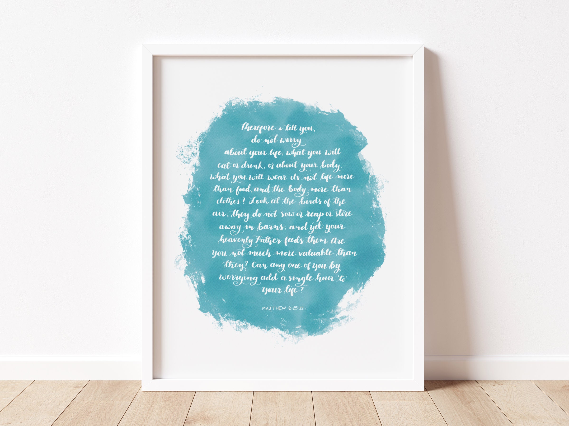 Matthew 6:25-27 Bible Verse Calligraphy Printable, Wall Art Decoration ...
