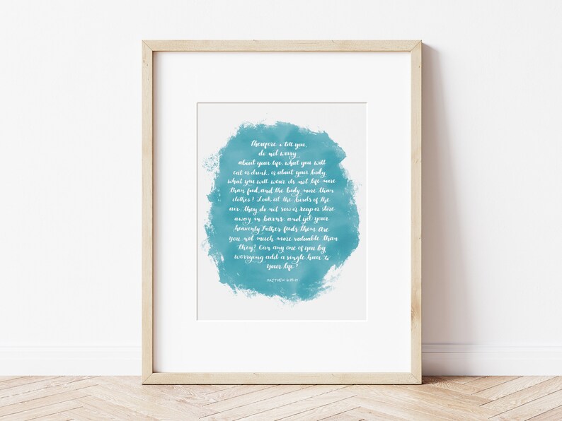 Matthew 6:25-27 Bible Verse Calligraphy Printable, Wall Art Decoration ...