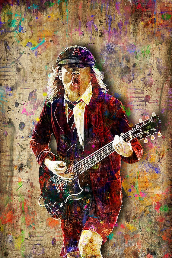 Angus Young Print Angus Young Artwork Angus Young Art Angus - Etsy UK