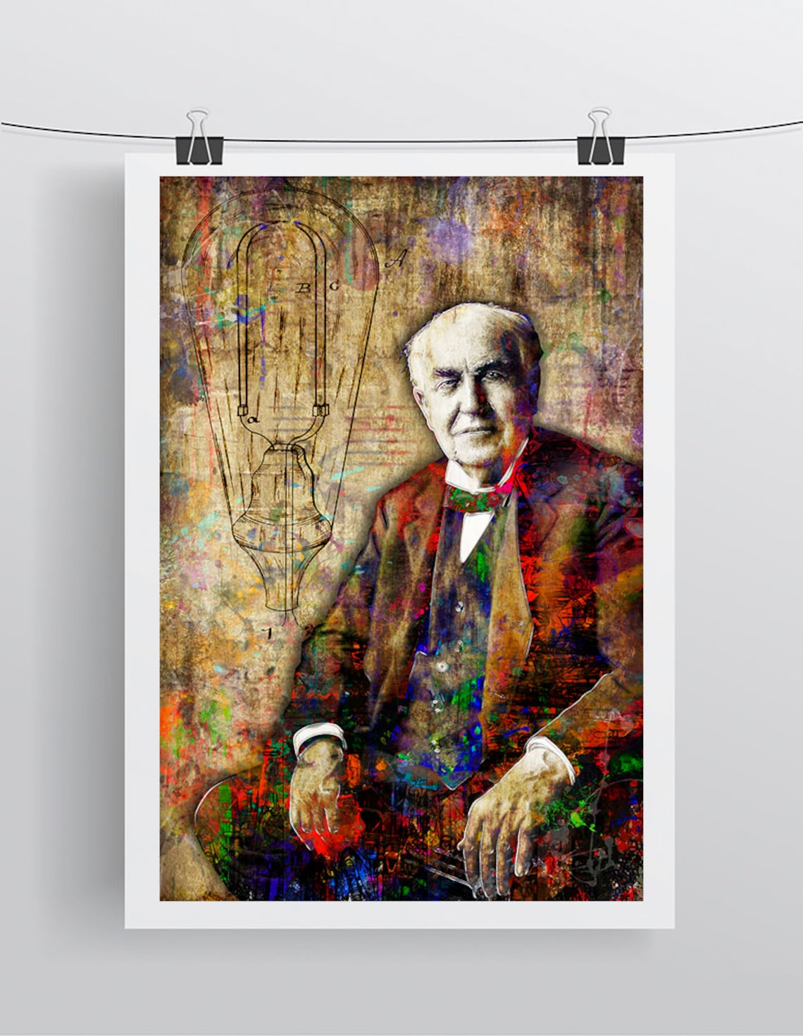 Thomas Edison Print Thomas Edison Artwork Thomas Edison Art - Etsy