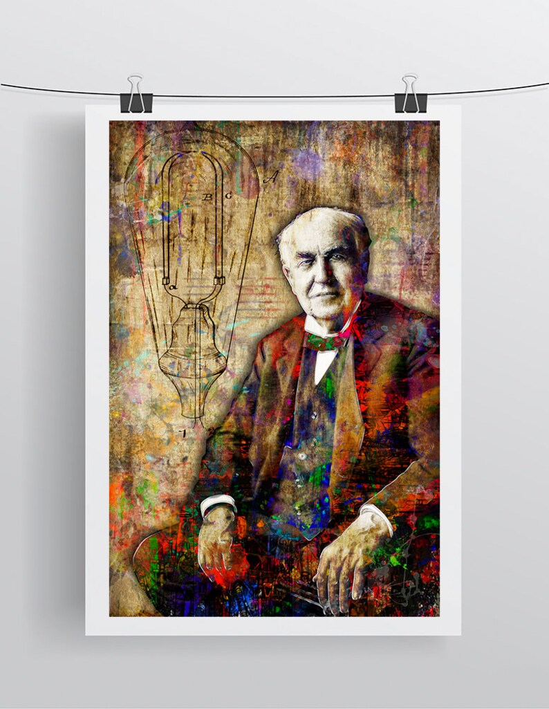 Thomas Edison Print Thomas Edison Artwork Thomas Edison Art - Etsy