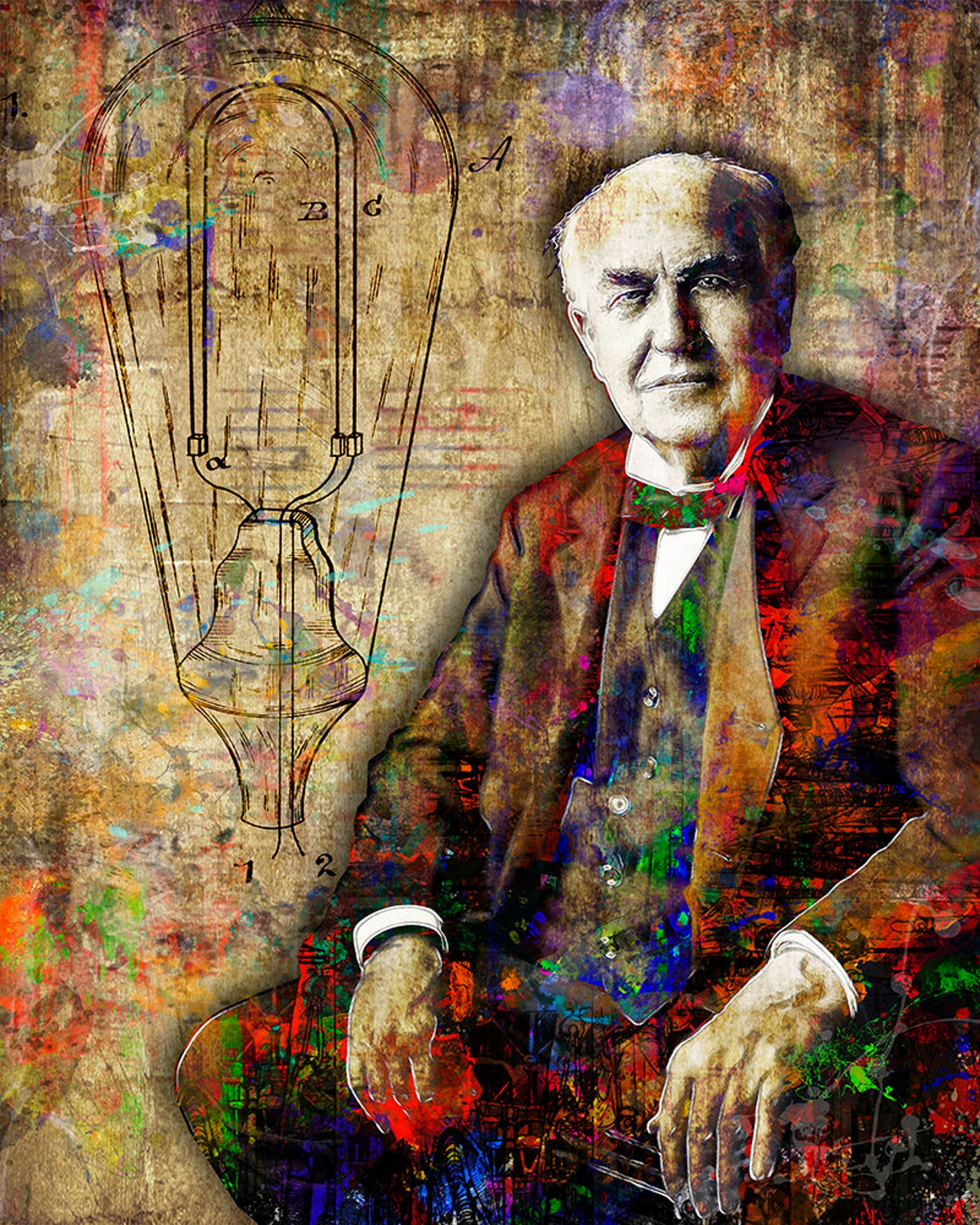 Thomas Edison Print Thomas Edison Artwork Thomas Edison Art - Etsy