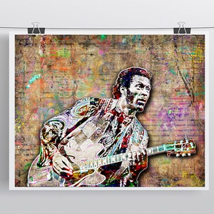 Chuck Berry Print, Chuck Berry Artwork, Chuck Berry Tribute Art, Chuck ...