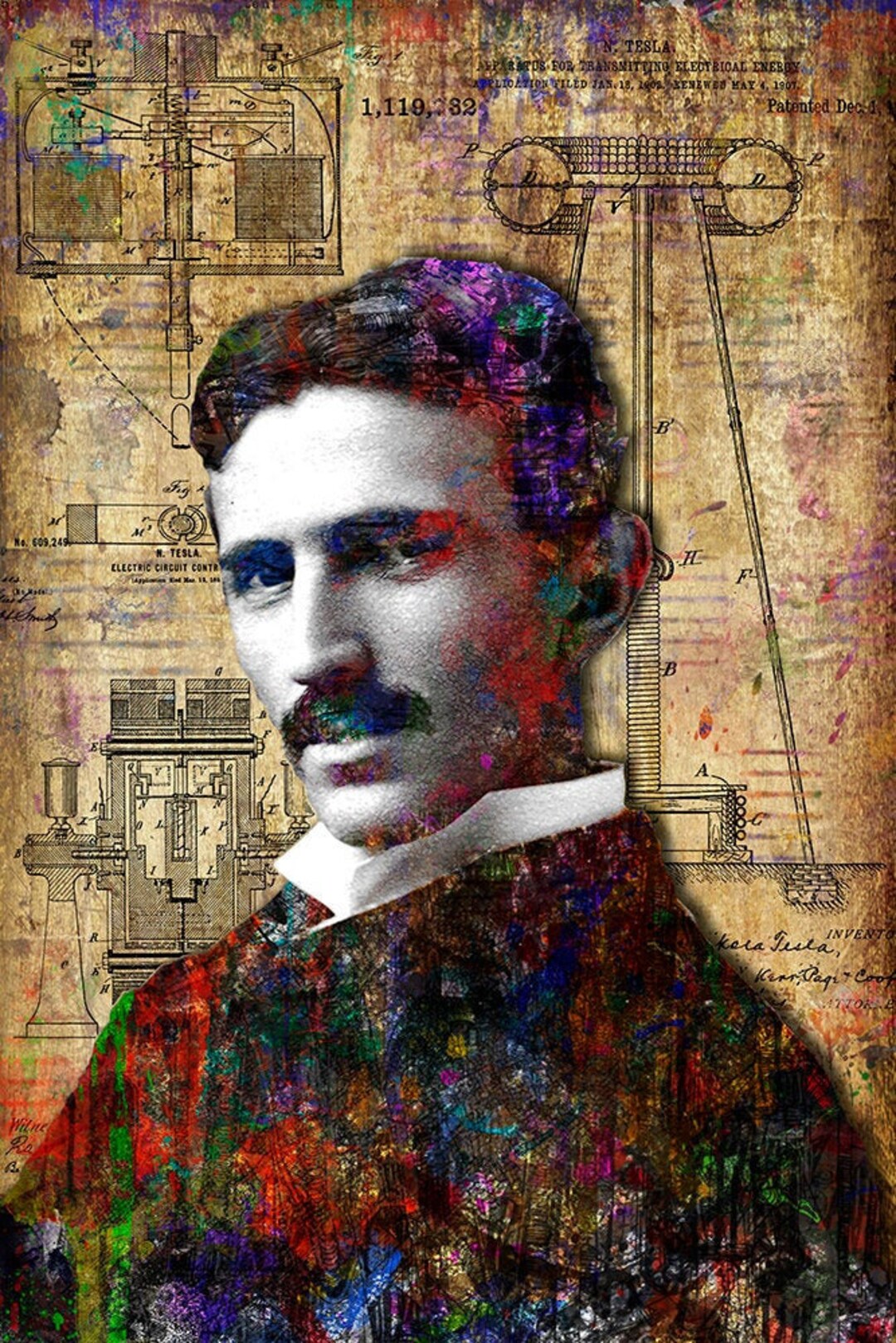 Nikola Tesla Print Nikola Tesla Artwork Nikola Tesla Art - Etsy