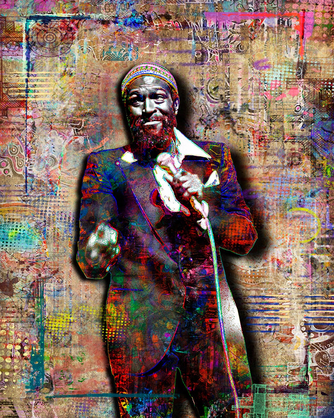 Marvin Gaye Print, Marvin Gaye Artwork, Marvin Gaye Tribute Art, Marvin ...