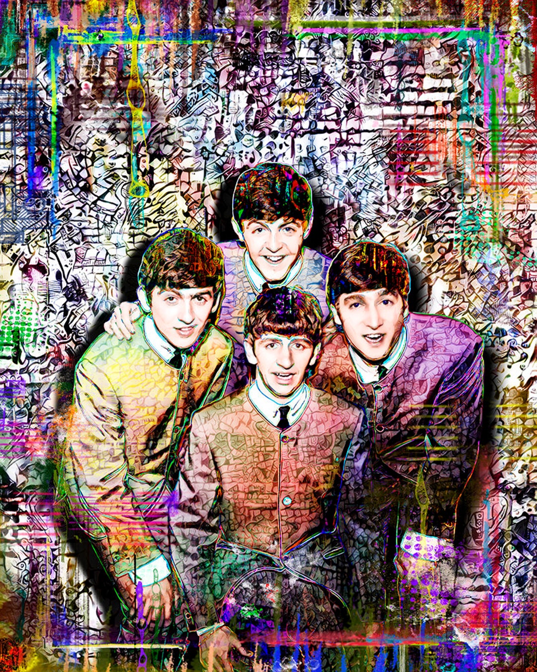 The Beatles Abstract Art, the Beatles Print, the Beatles Tribute Poster ...