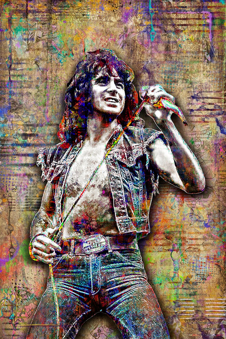 Bon Scott Print Bon Scott Artwork Bon Scott Tribute Art Bon | Etsy