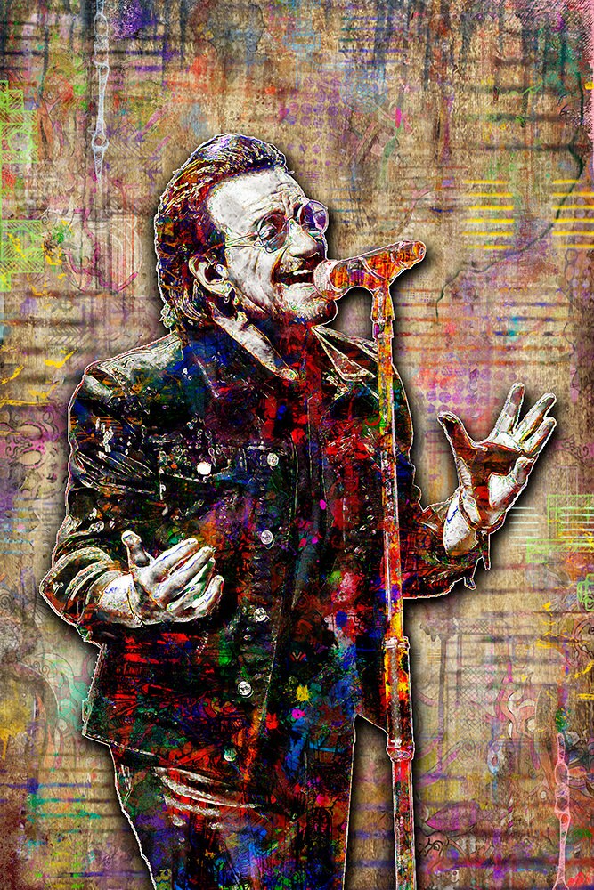 Bono Poster Bono Art Bono Artwork Bono Print voor U2 Fans | Etsy