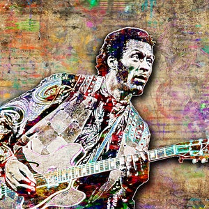 Chuck Berry Print, Chuck Berry Artwork, Chuck Berry Tribute Art, Chuck ...