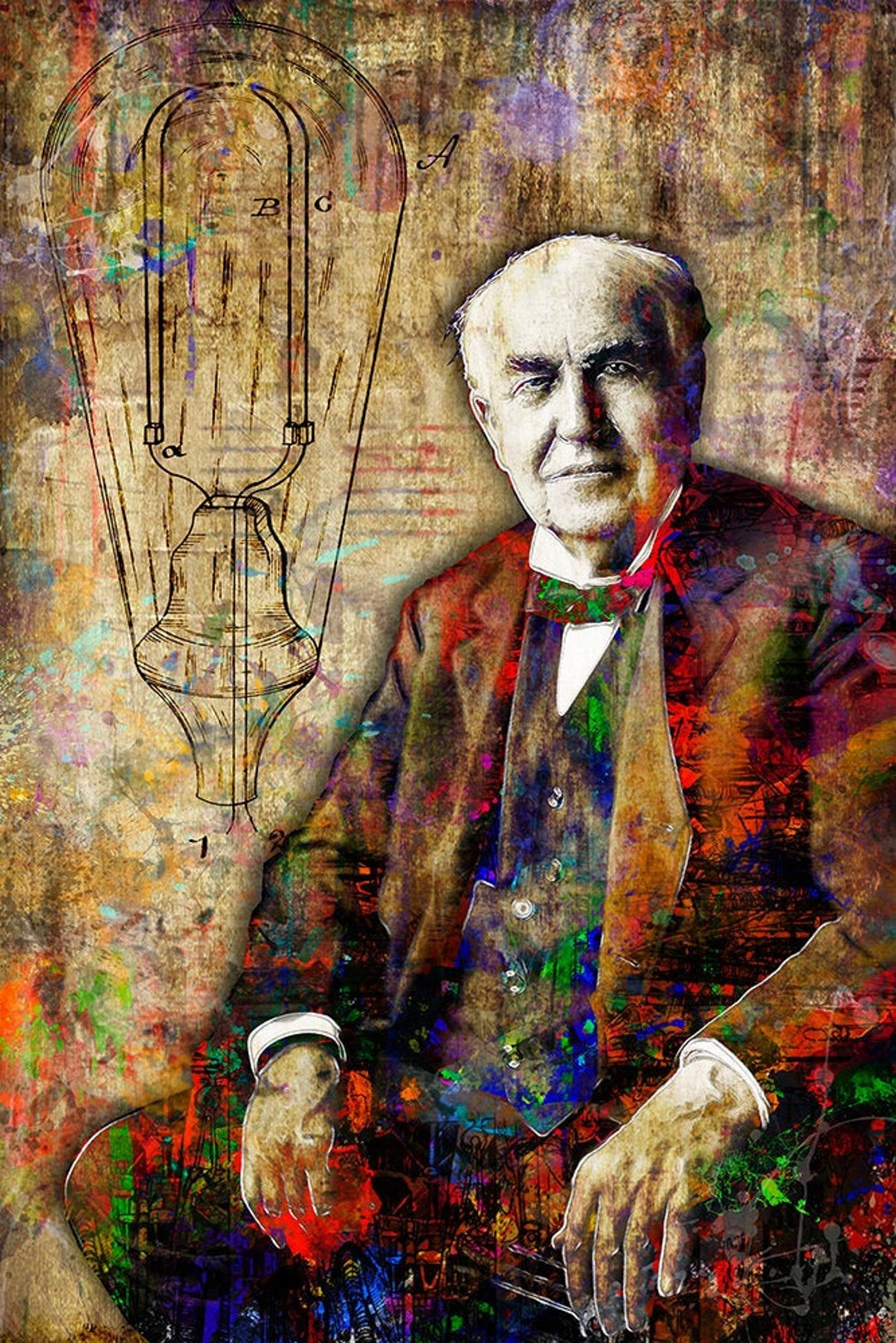 Thomas Edison Print, Thomas Edison Artwork, Thomas Edison Art, Thomas ...