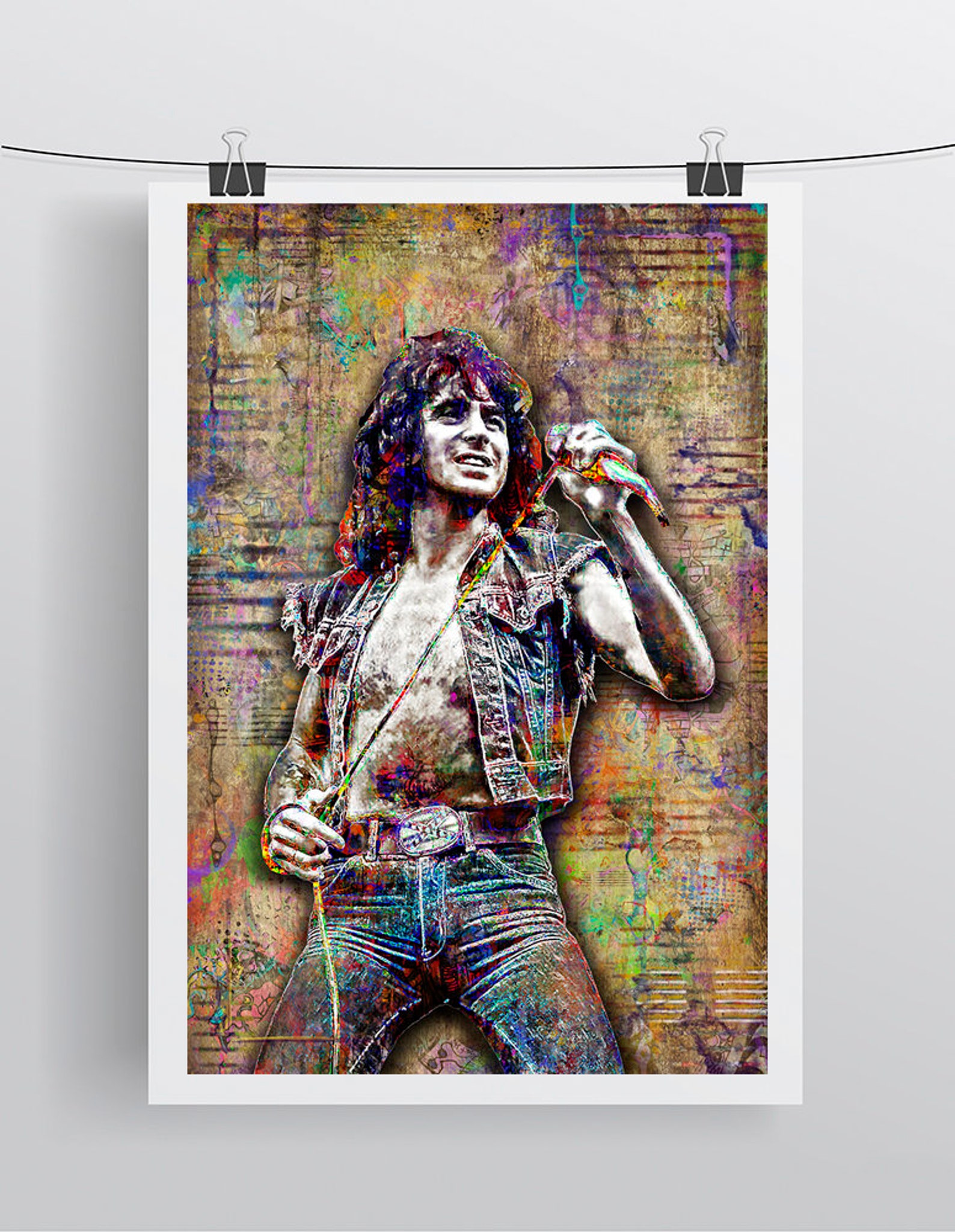 Bon Scott Print Bon Scott Artwork Bon Scott Tribute Art Bon | Etsy