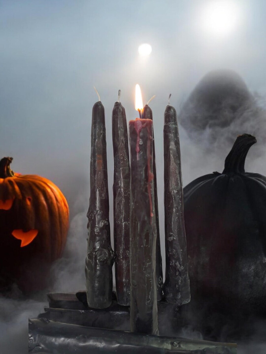 4 X Black 'vampire' - 'dark Crystal' Bleeding Centre Gnarled Tapered ...