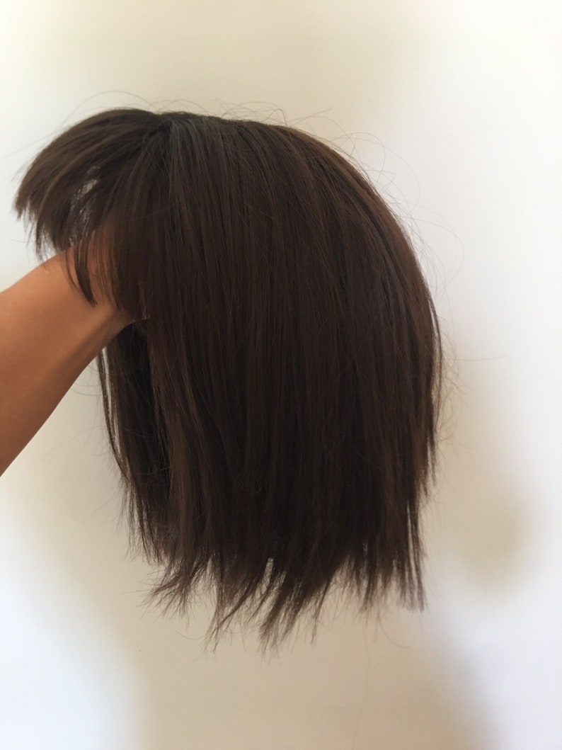 Wig Dark Brown Choppy Long Bob Lob Wig, Heat Resistant - Etsy