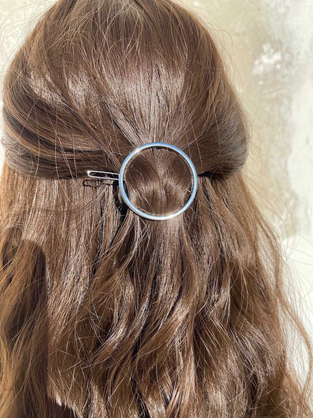 White Gold Dipped Circle Hair Clip Barrette Hair Pin Circle Shape Hair ...