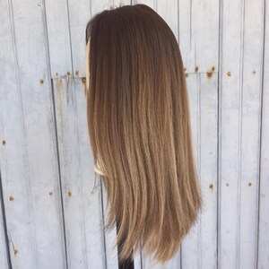 Wig 100% Remy Human Hair, Brown Ombre Wig 21”, SILK Top, Jewish Wig ...