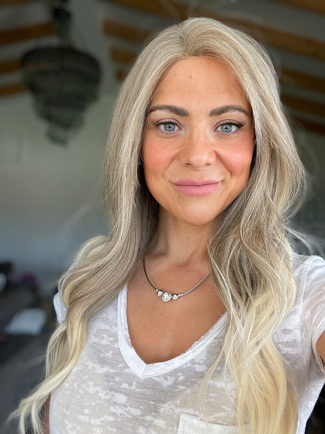 Blonde Human Hair Wig, Kosher Wig, Sheitel, Long Beachy Ombre Blonde ...