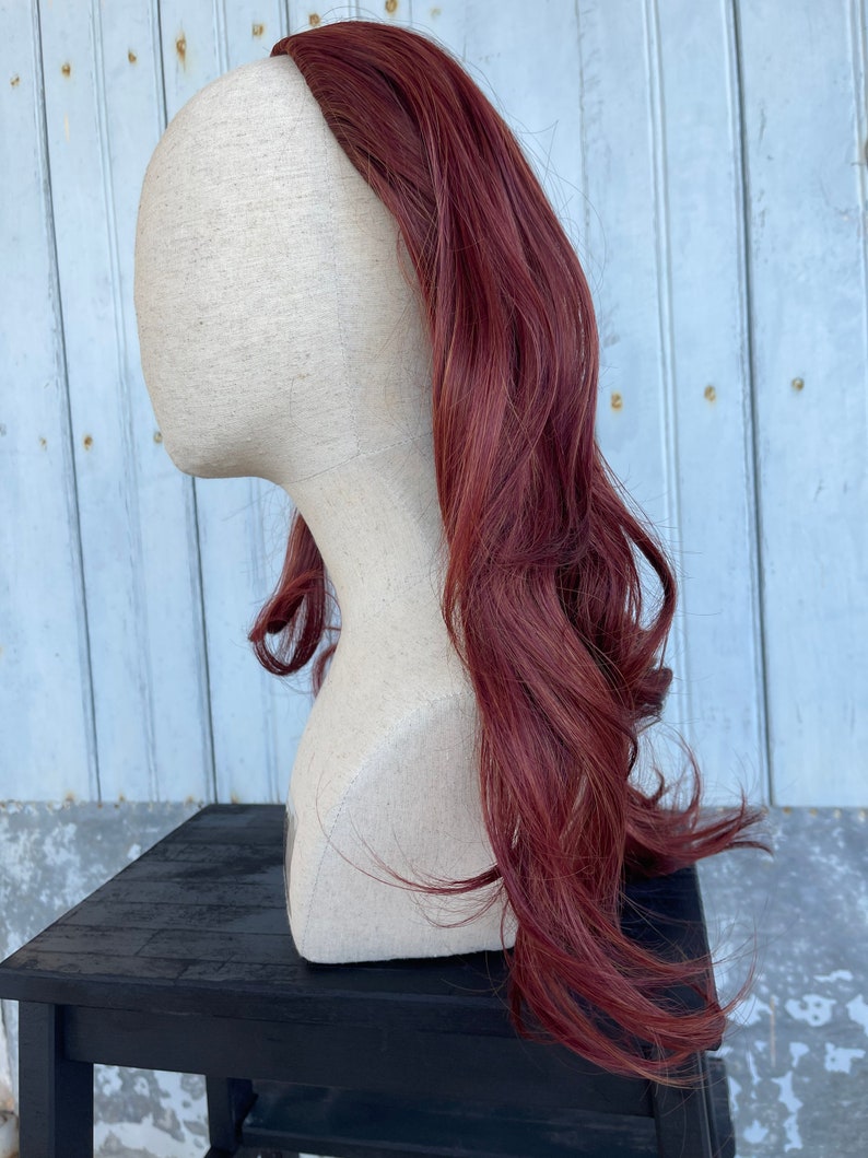 Red Half Wig Curly Natural Looking Hair Extensions Add Volume, Red ...