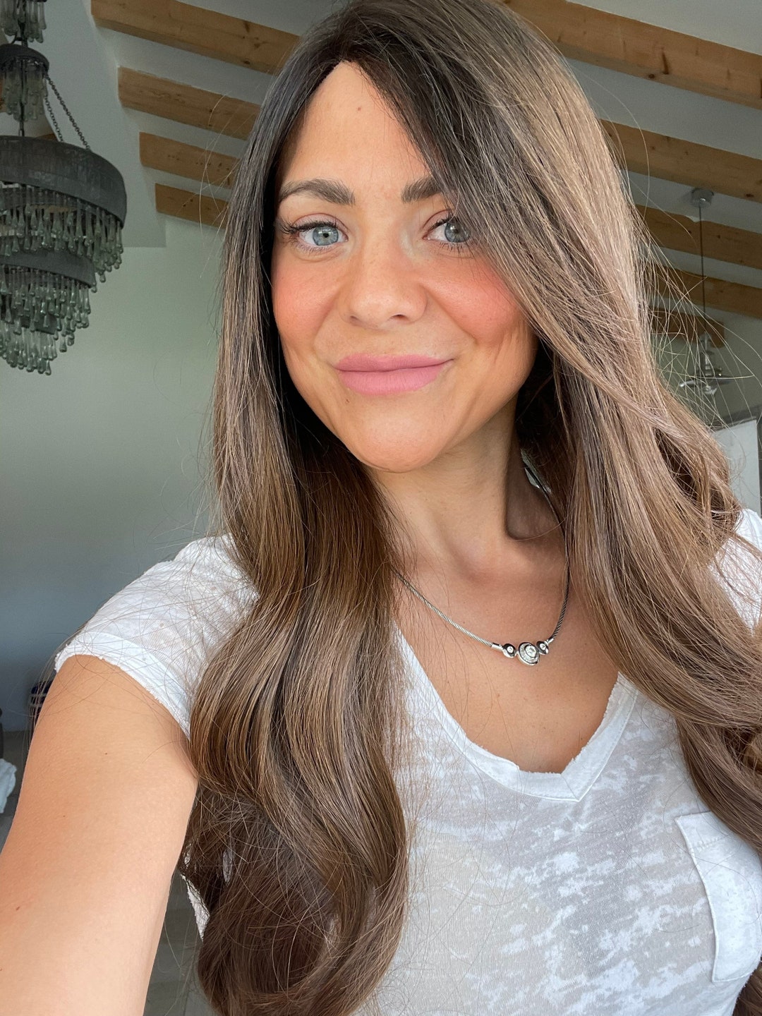 Human Hair Wig, Kosher Wig, Sheitel, Long Beachy Brunette Ombre Curls ...