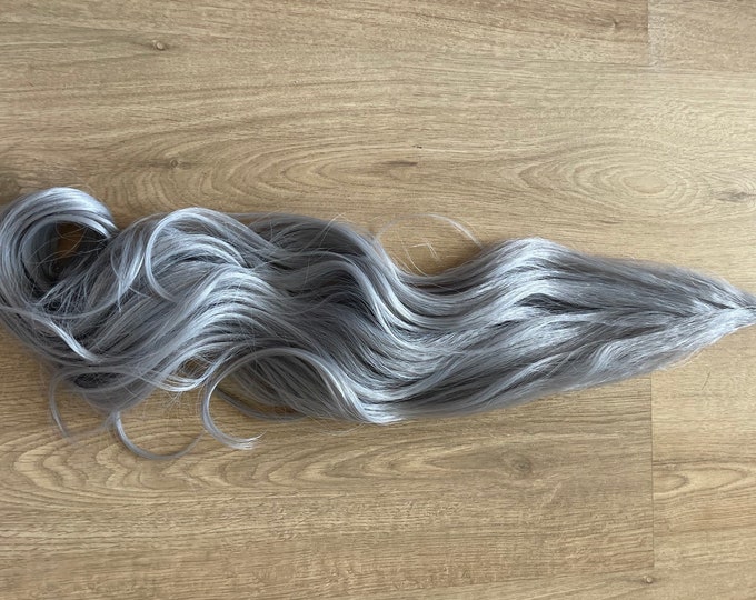 Silver Grey Wire Ponytail Hair Extensions, Wig Heat Resistant Hair ...