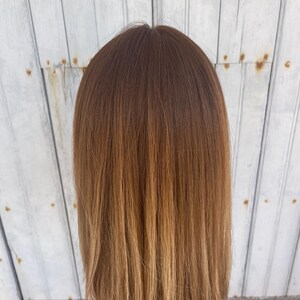 Wig 100% Remy Human Hair, Brown Ombre Wig 21”, SILK Top, Jewish Wig ...