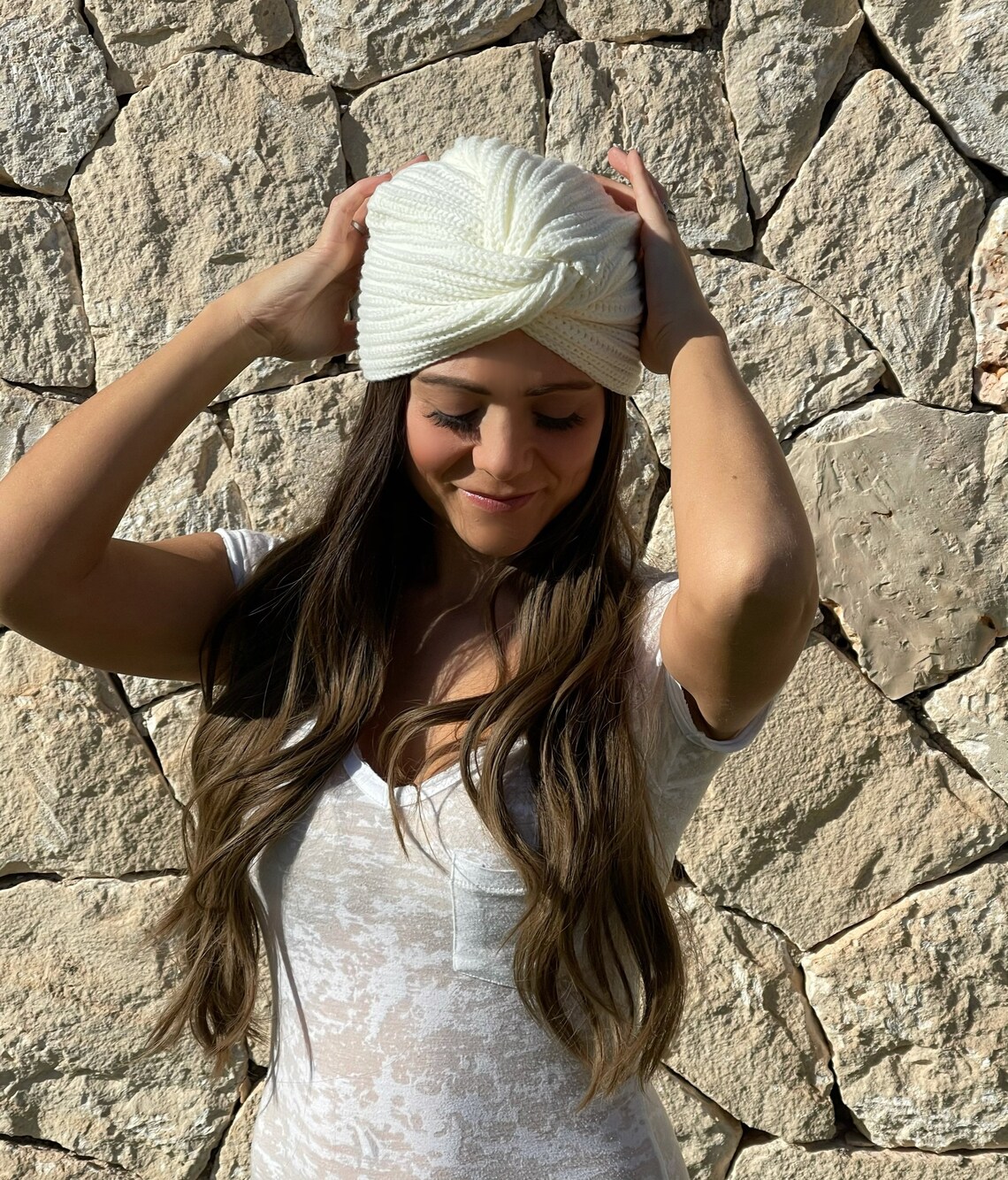 Hat Cream knitted twist turban hat winter turban hat | Etsy