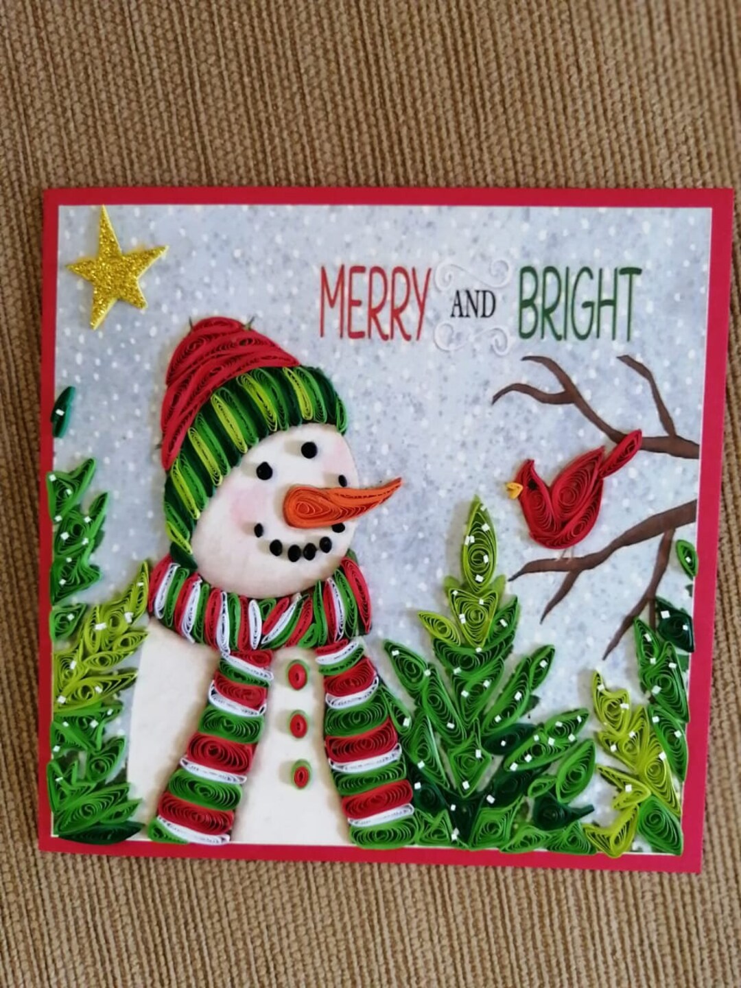 Snowman Quilling Christmas Card, Hand-painted Greeting - Etsy