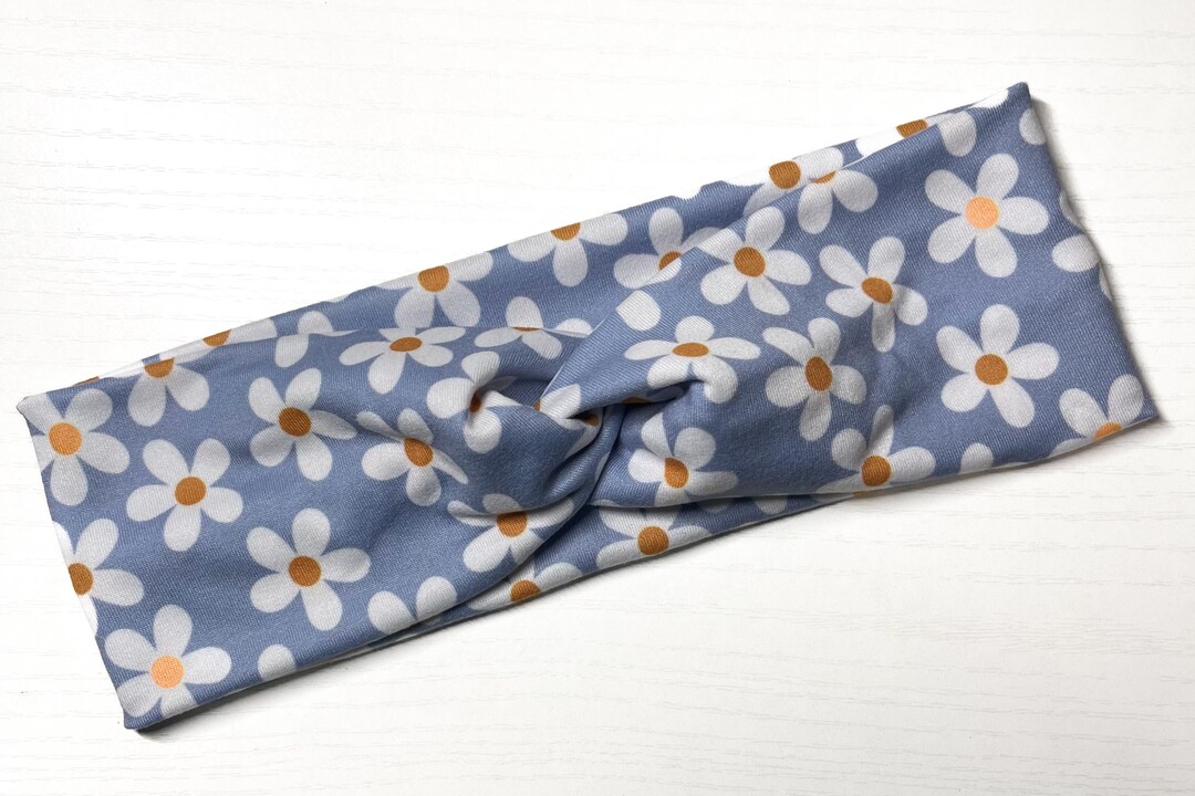 Dainty Light Blue Daisy, Twist Headband, Nurse Headband, Adult Turban ...