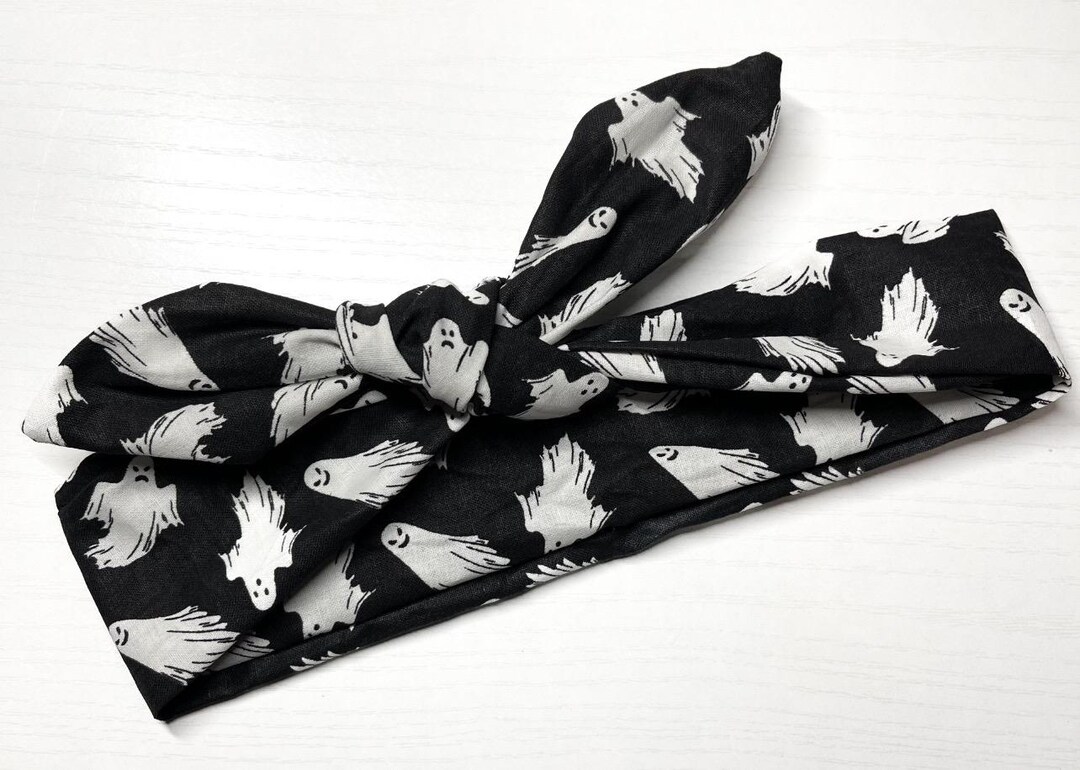 Black & White Ghosts, Tie on Headband, Nurse Headband, Adult Turban, Headbands for Women, Cute ...