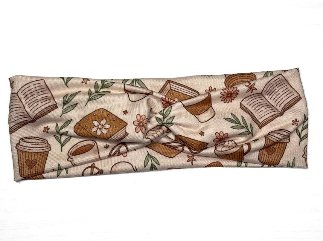 Floral Coffee & Books Roses, Reading, Twist Headband, Nurse Headband ...