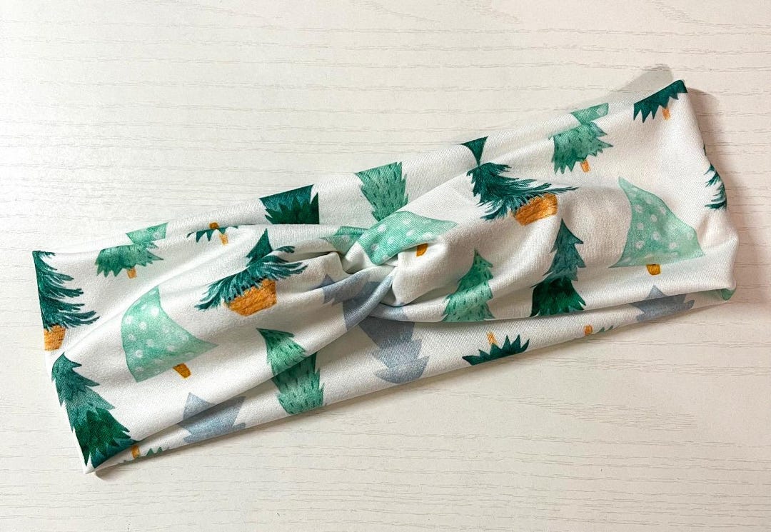 Green & White Trees, Fall, Cute Soft, Winter, Headbands for Women ...