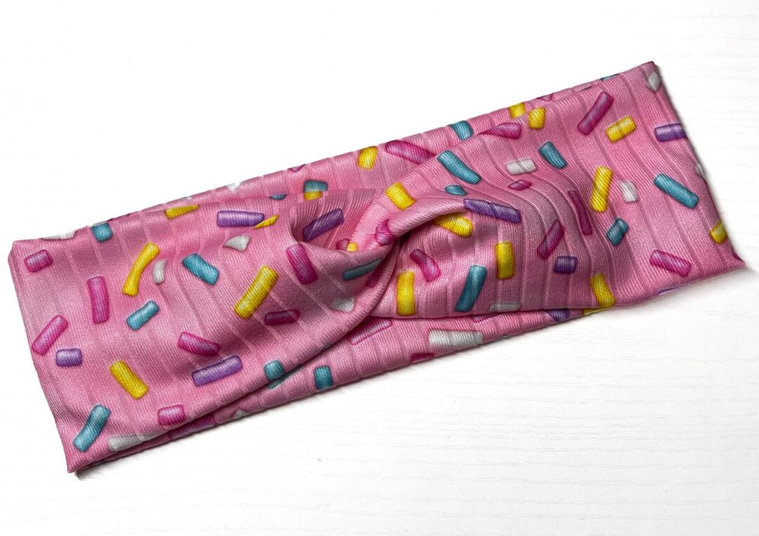 Pink Sprinkles Rib, Twist Headband, Nurse Headband, Adult Turban ...