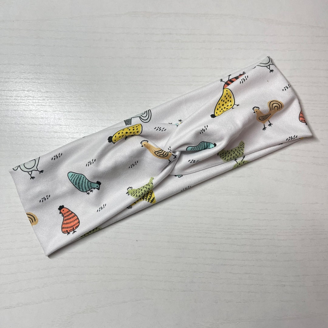 Multi Colored Chickens Hens, Twist Headband, Nurse Headband, Adult ...