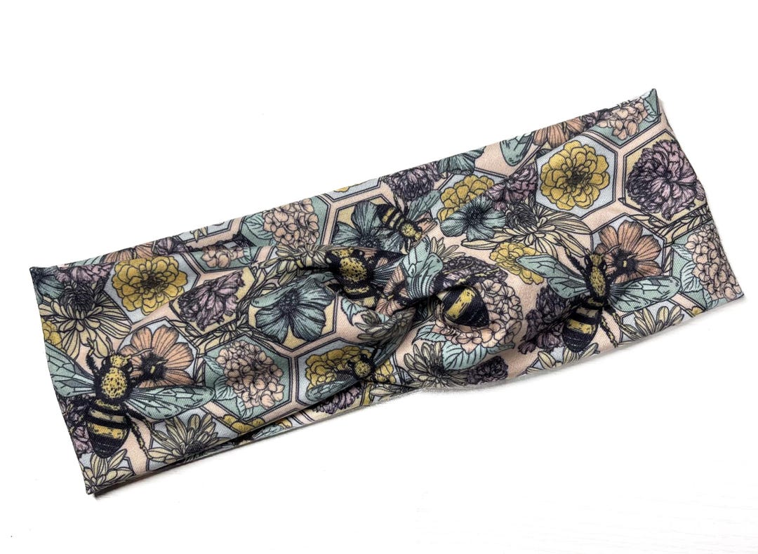 Honeycomb Vintage Bumble Bees, Twist Headband, Nurse Headband, Adult ...