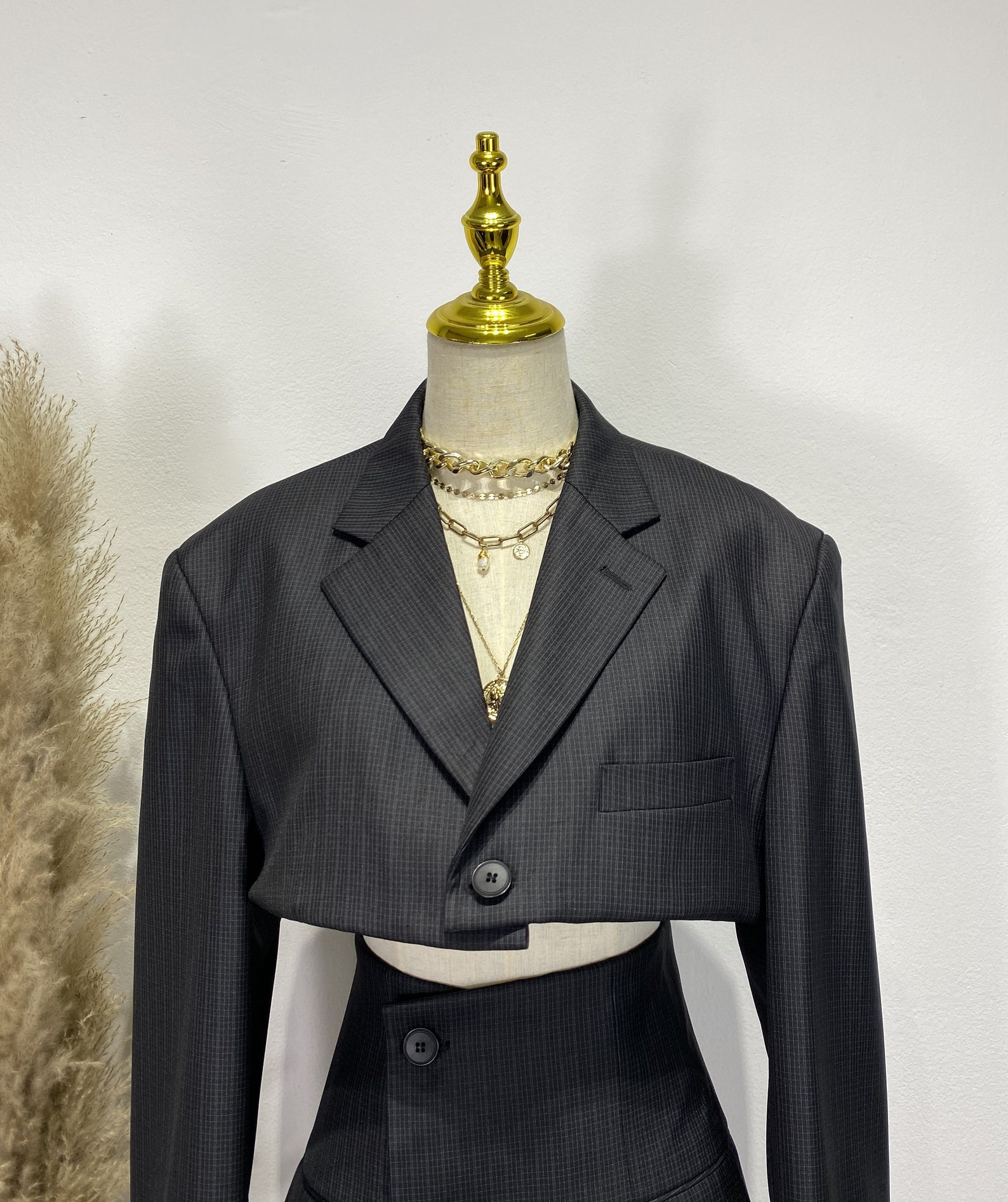 Reworked Long Sleeve Blazer Set, Cropped Blazer Set Skirt. - Etsy