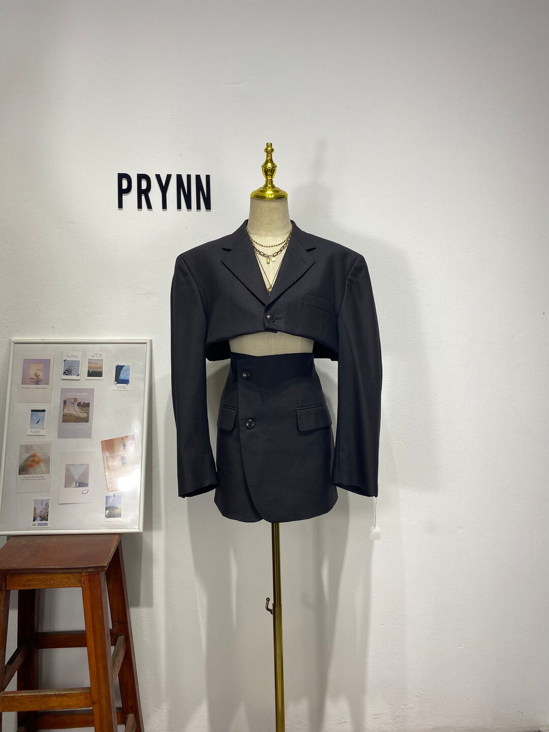 Reworked Long Sleeve Blazer Set, Cropped Blazer Set Skirt. - Etsy