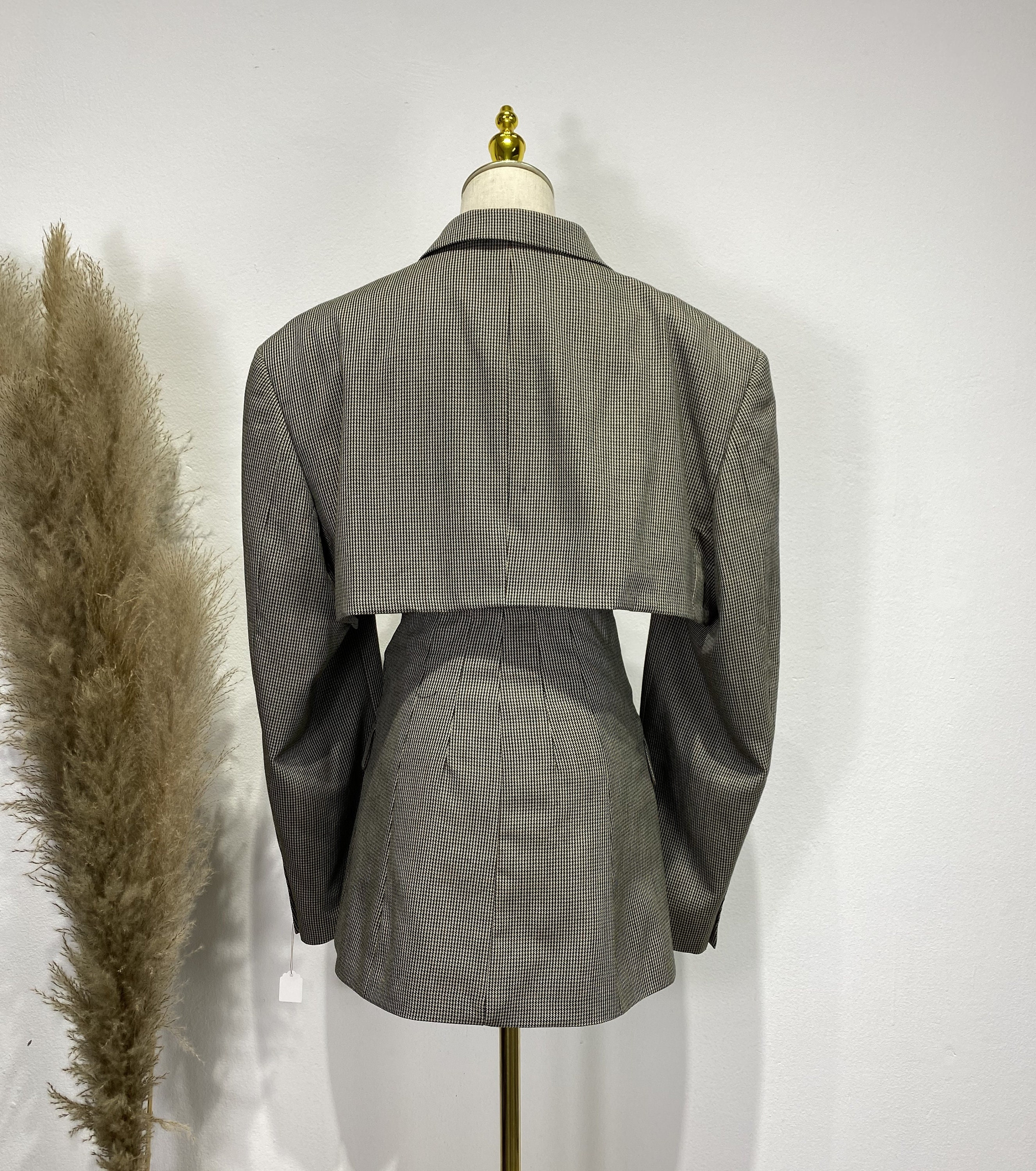 Reworked Long Sleeve Plaid Blazer Set, Cropped Blazer Set Skirt. - Etsy