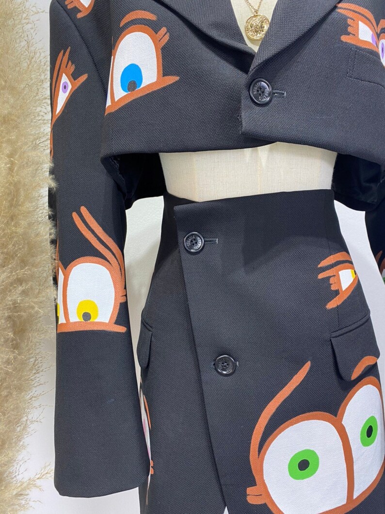 Very Cute Reworked Cropped Blazer Skirt Painted - Etsy