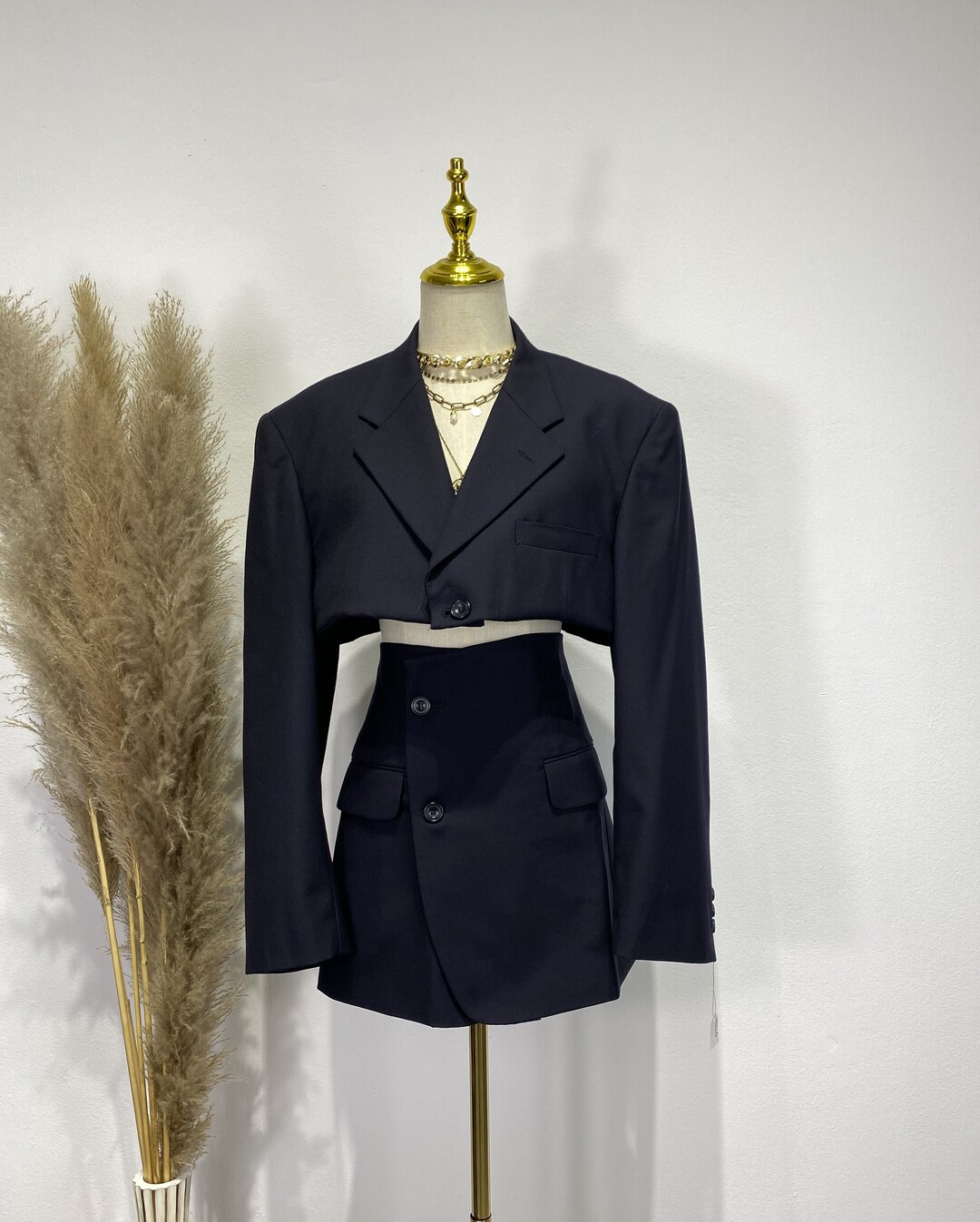Reworked Cropped Blazer Set, Black - Etsy Australia