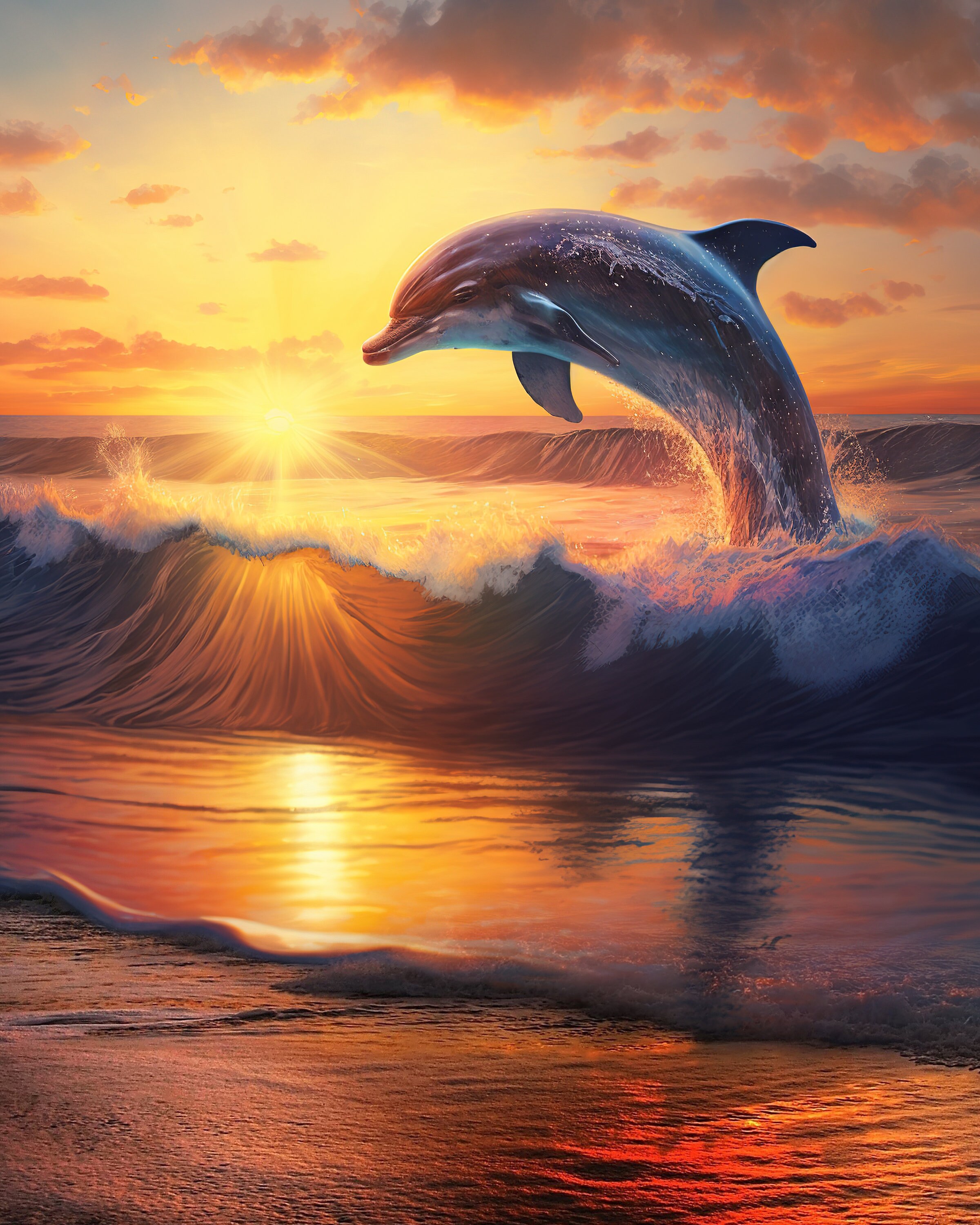 Dolphin Digital Background - Etsy